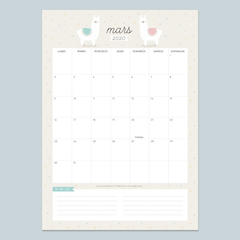 Le calendrier DIY – Mars 2020 – Zü – le Blog
